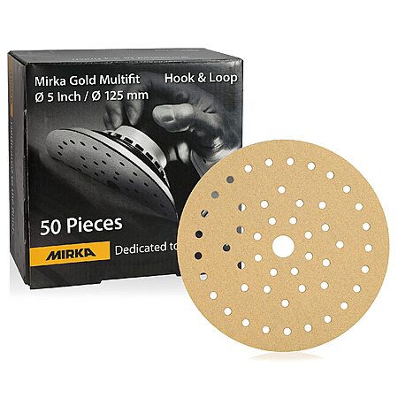 50-Pack Mirka Gold Multifit 5'' Sanding Discs - 2025-02-06