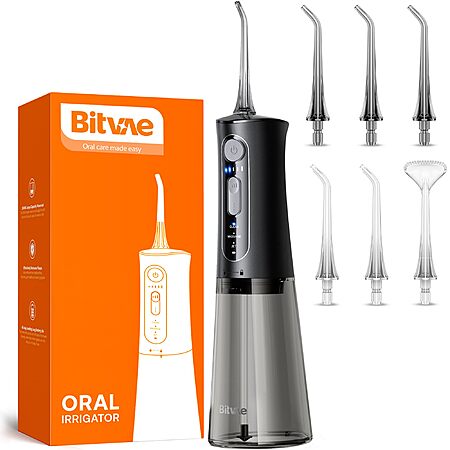 Bitvae C5 Cordless Oral Irrigator Portable Water Flosser (Black) - 2025 ...