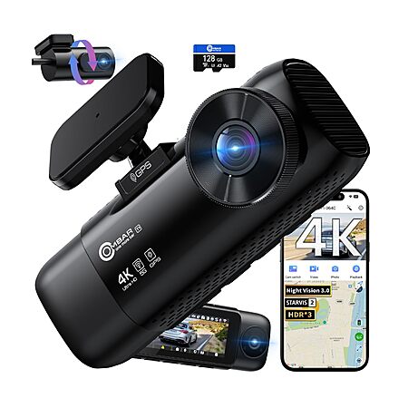 OMBAR T1 4K 3 Channel (4k, 1080p, 1080p) Dash Cam w/ STARVIS 2 IMX678 ...