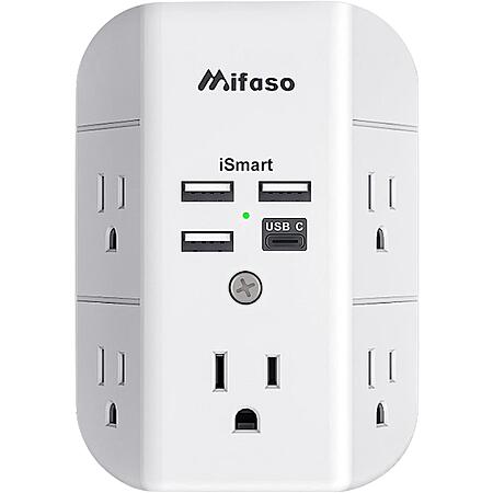 Mifaso 9 IN 1 Wall Outlet Extender w/ USB Ports Outlet Splitter Surge Protector USB Wall Charger ...