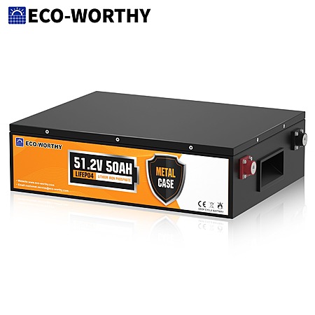 50Ah 48V ECO-WORTHY Metal Case LiFePO4 Lithium Battery w/ Built-in 50A ...